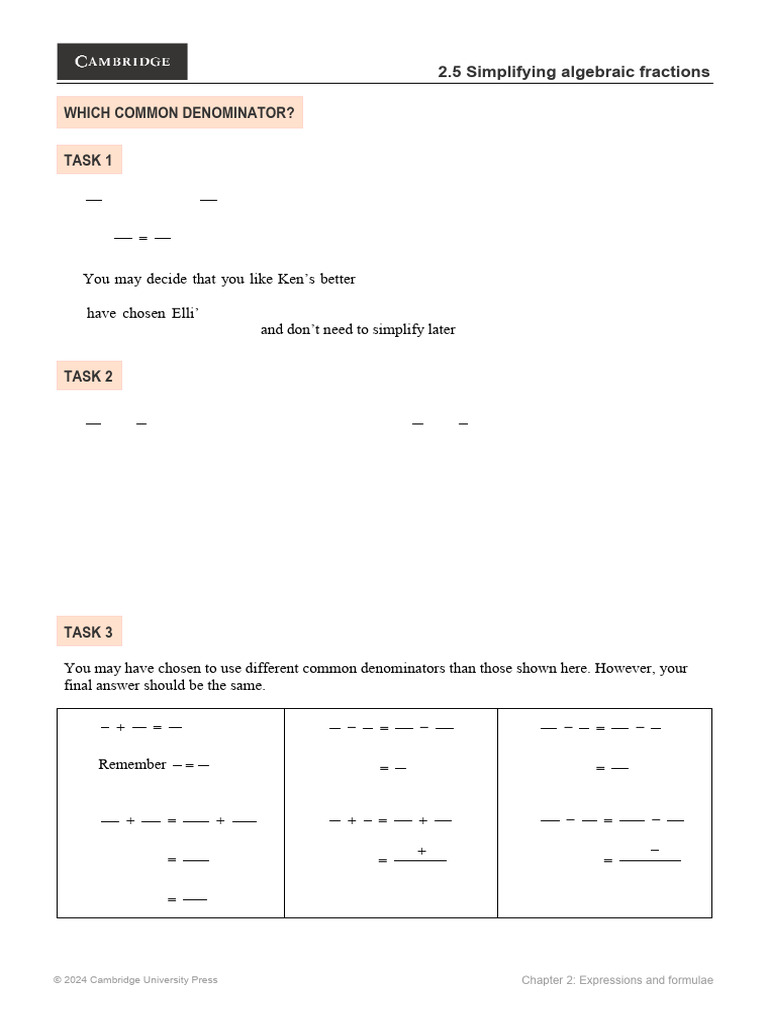 MS Year 9 2.5 Which-common-denominator-SOLUTIONS | PDF | Numbers ...