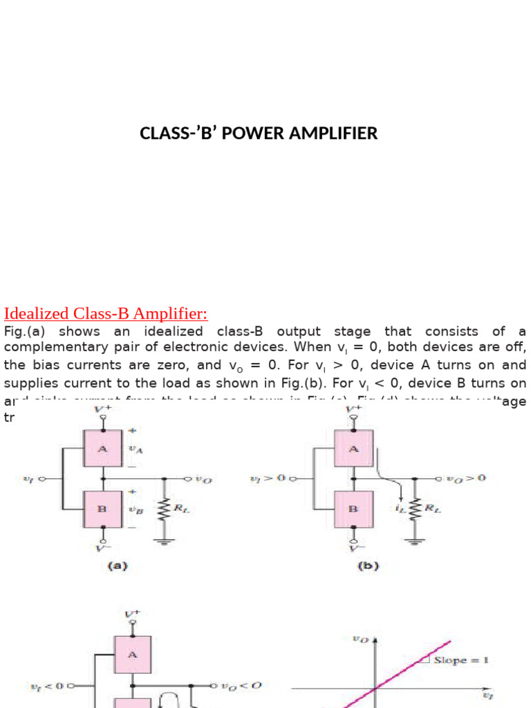 Class-'B' Power Amplifier | PDF | Amplifier | Electrical Components