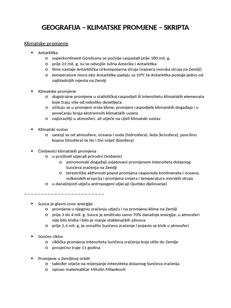 Klimatske Promjene - Skripta | PDF