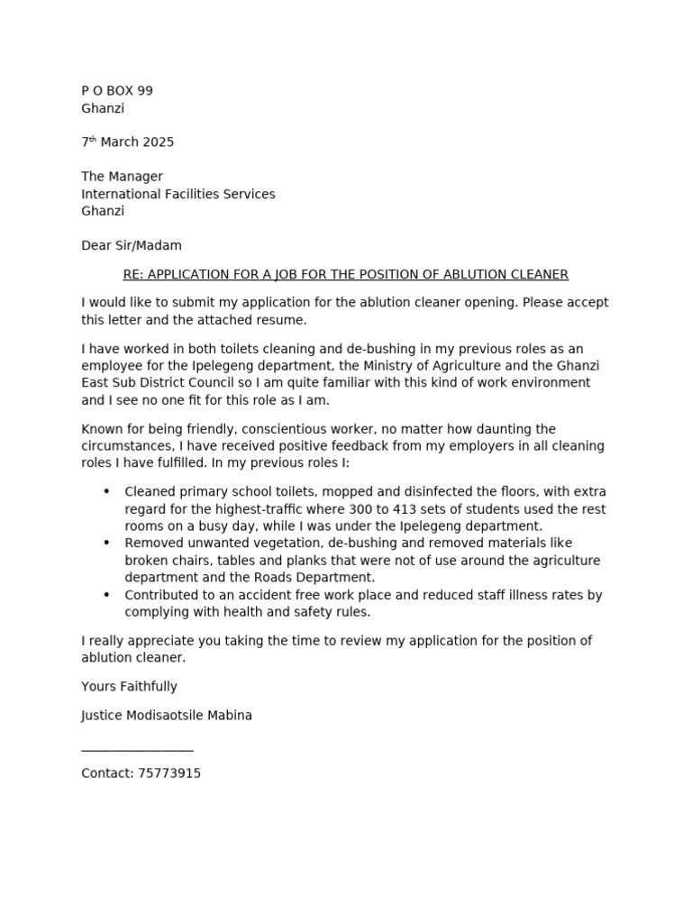 Ablution Application Letter - 125756 | PDF