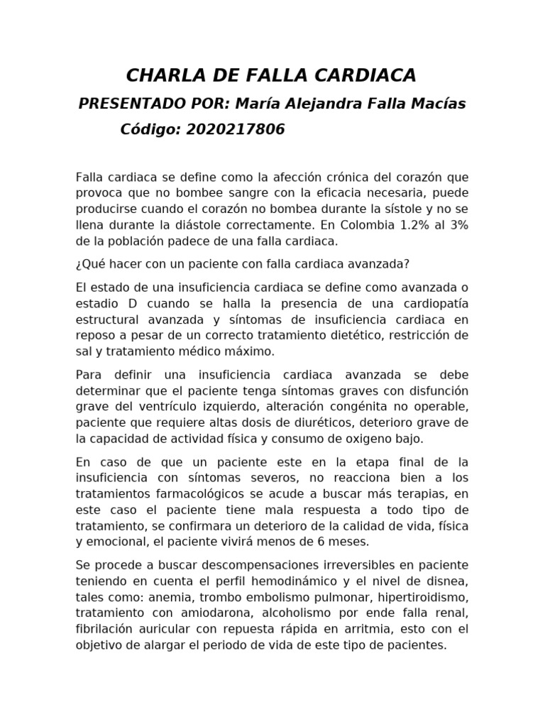 Manejo de Falla Cardíaca Avanzada | PDF | Insuficiencia cardíaca | Corazón