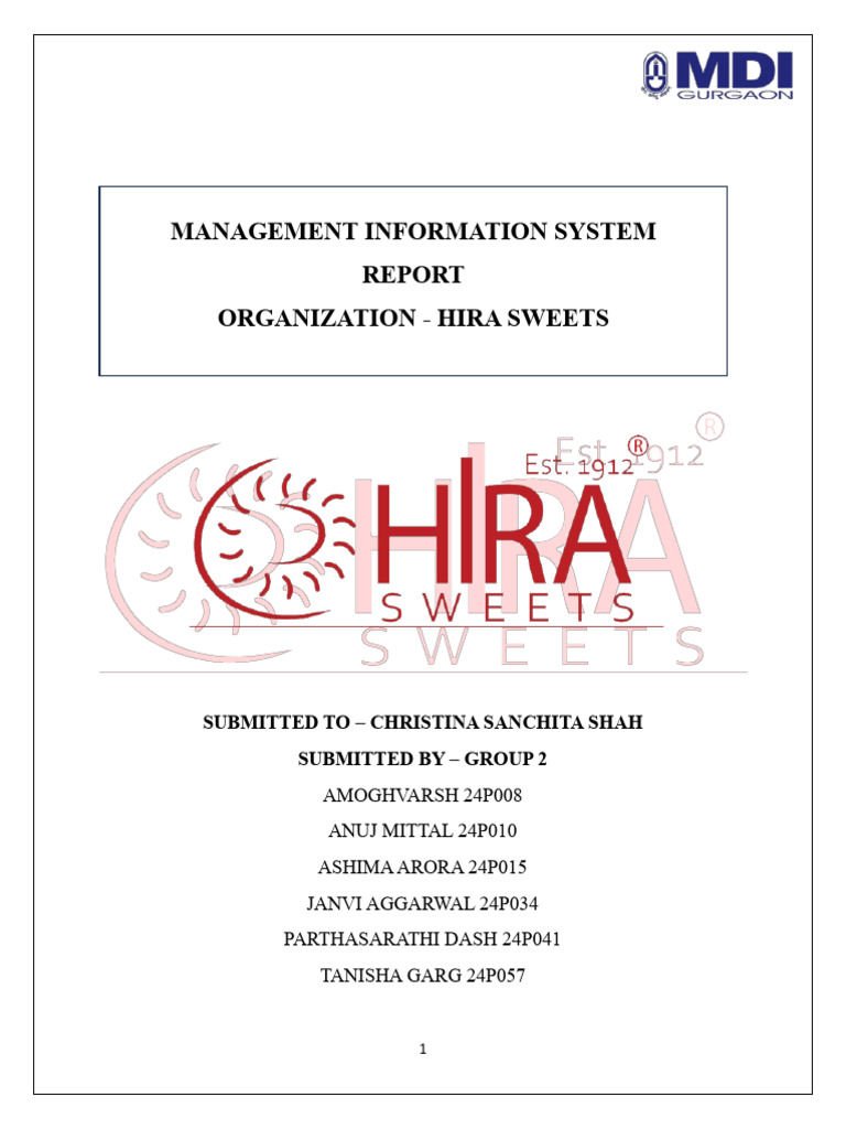 Group 2 - MIS Report - HIRA Sweets | PDF | Enterprise Resource Planning ...