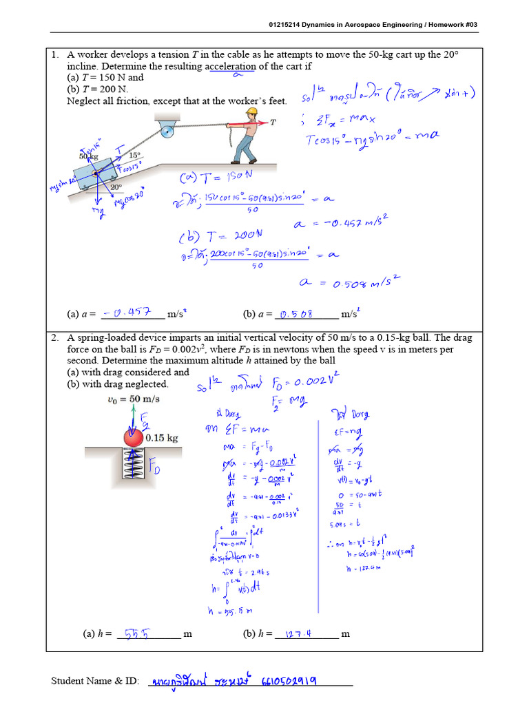 HW 03 Kinetics of Particles 1 | PDF | Physical Sciences | Physical ...