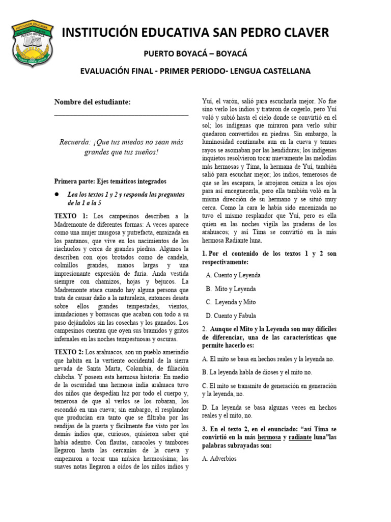 Evaluación Sexto Grado | PDF | Narración | Adverbio