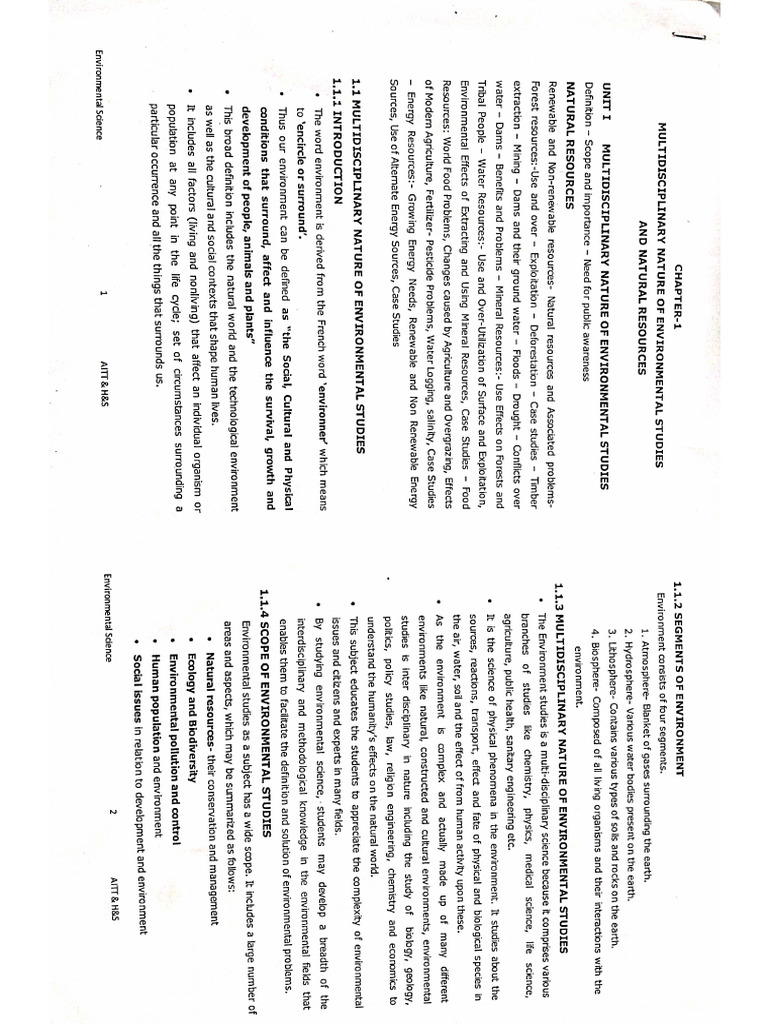 Unit 1 EVS Notes | PDF