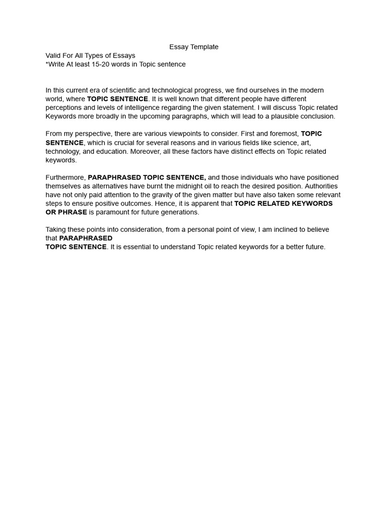 Essay Template | PDF