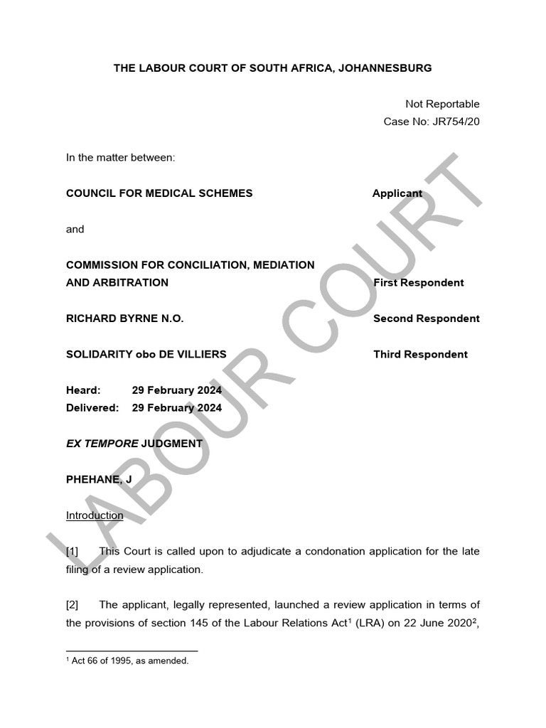 Condonation Application in Labour Court | PDF | Arbitration | Mediation