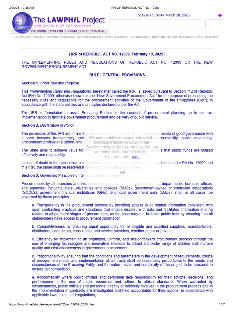 Irr of Republic Act No. 12009 | PDF | Subcontractor | Life Cycle Assessment