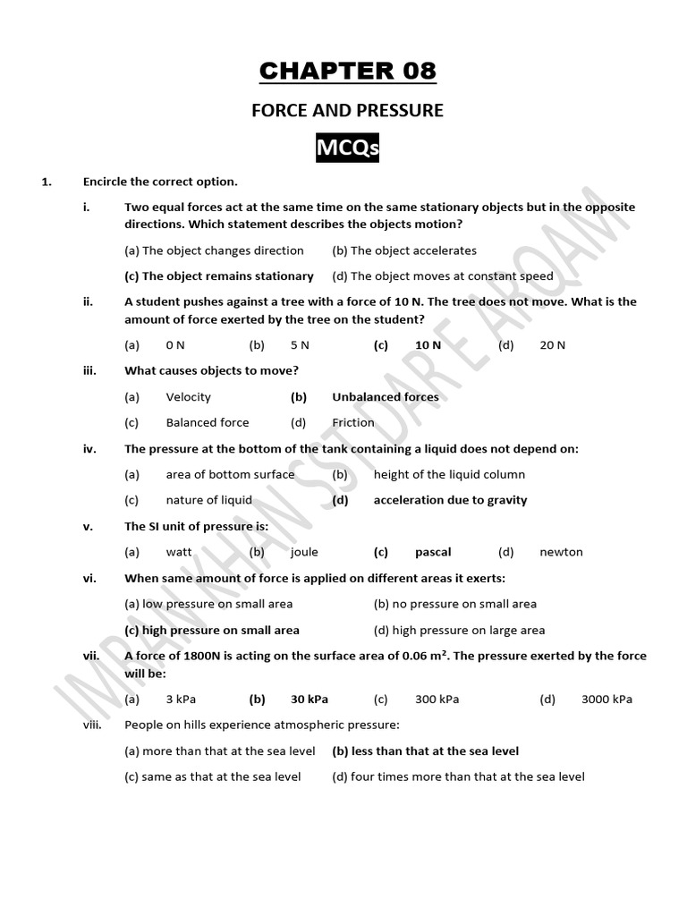 Science 8 CH 8 - 231122 - 203022 | PDF | Force | Pressure