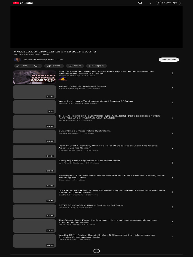 HALLELUJAH CHALLENGE FEB 2025 DAY12 - YouTube | PDF | Religious Belief And Doctrine | Prayer