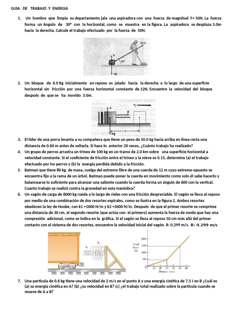 Trabajo y Energía: Ejercicios Resueltos | PDF | Fuerza | Fricción