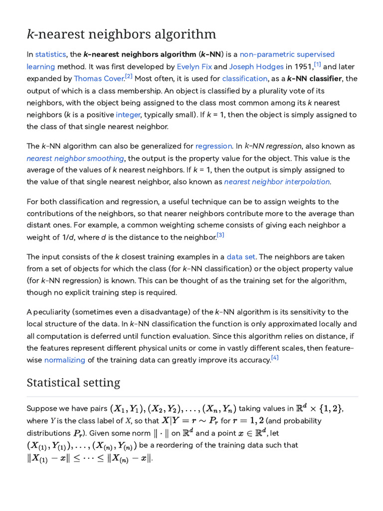 K-Nearest Neighbors Algorithm - Wikipedia | PDF | Artificial Intelligence | Intelligence (AI ...