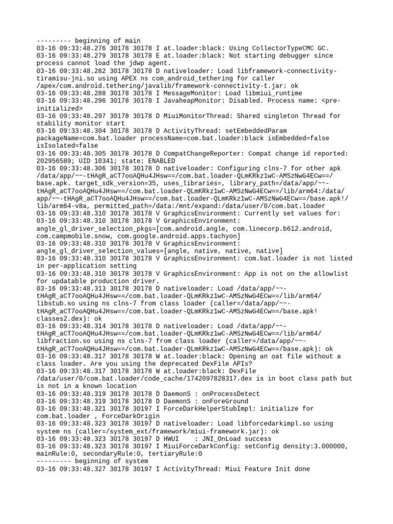 Com - Bat.loader Logcat | PDF | String (Computer Science) | Computer Programming