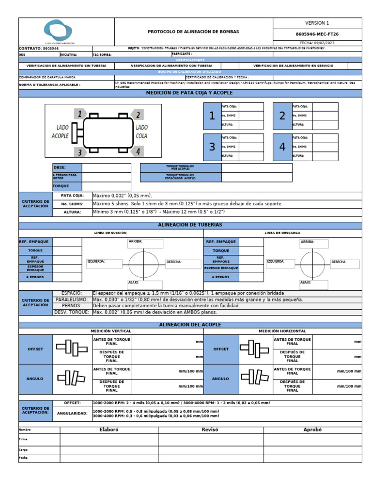 8605946-Mec-Ft26 Protocolo de Alineacion de Bombas | PDF