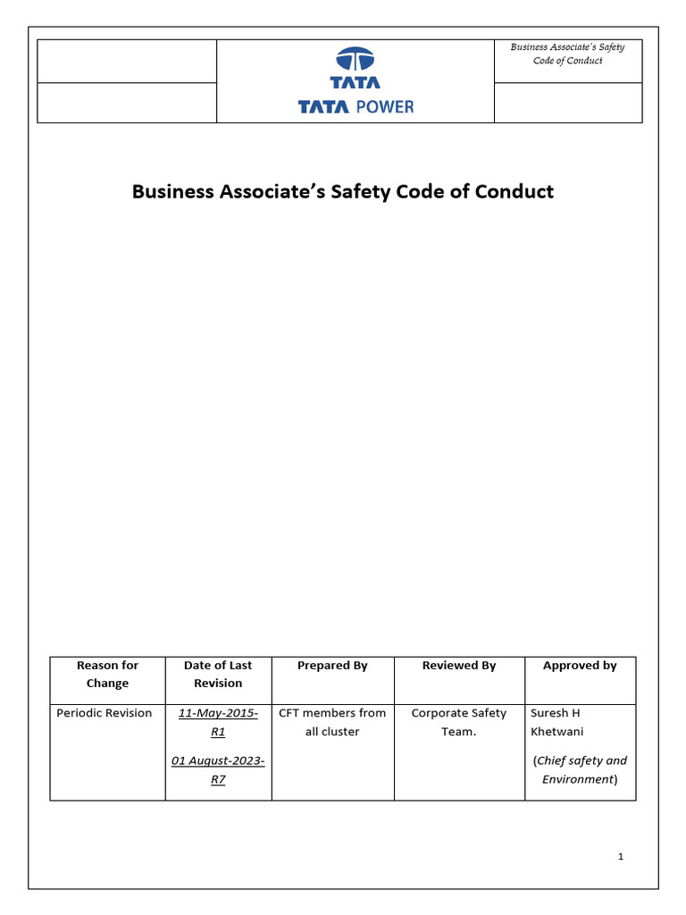 Business Associate Safety Code of Conduct Including Odisha Discom(BASCC ...