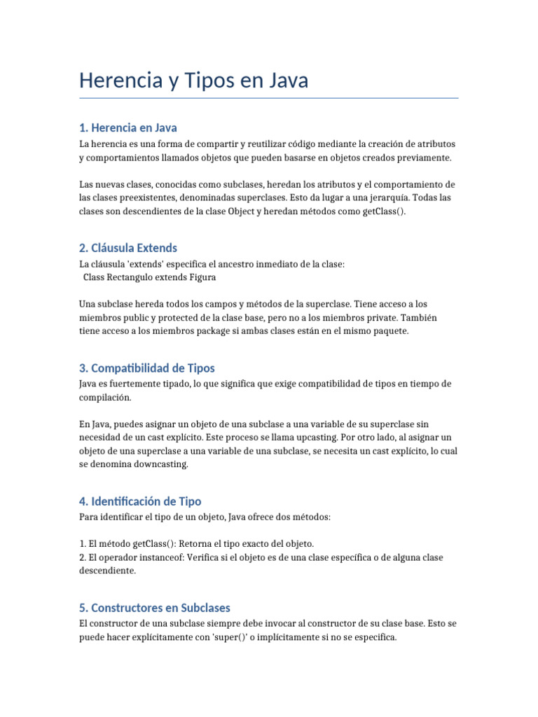 Herencia y Tipos Java | PDF