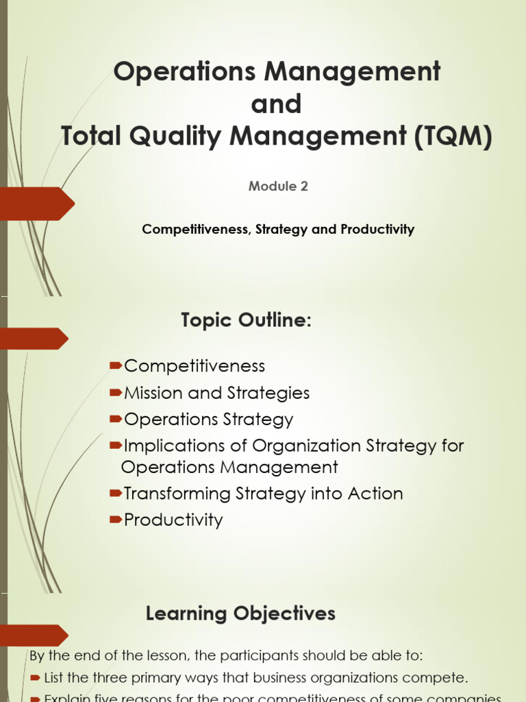 Module 2 - PPT - Operation Management TQM | PDF | Strategic Management ...