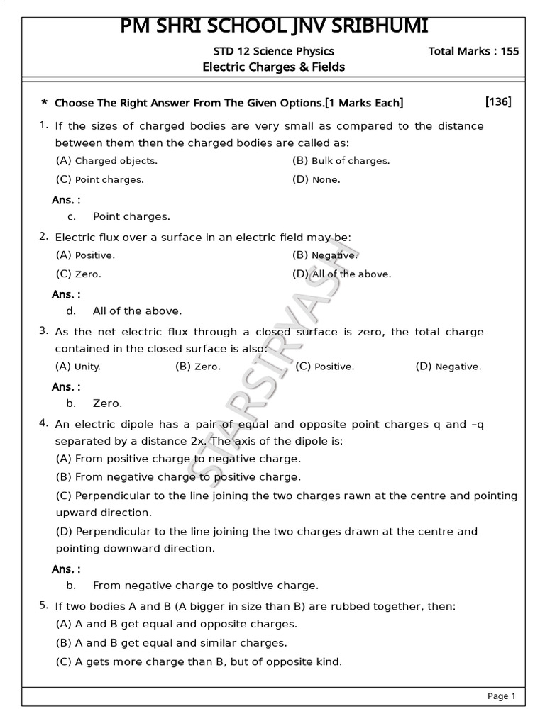 Electric Charges and Forces Quiz | PDF | Nuclear Force | Electric Charge