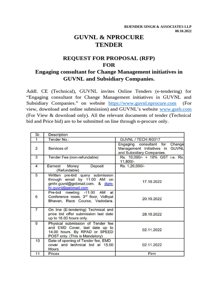 GUVNL NPROCURE Tender | PDF