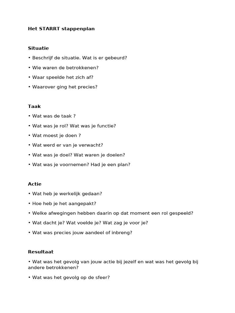 Het STARRT Stappenplan | PDF