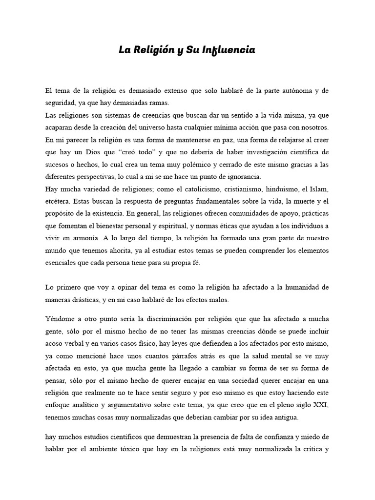 Influencia de la Religión en la Sociedad | PDF