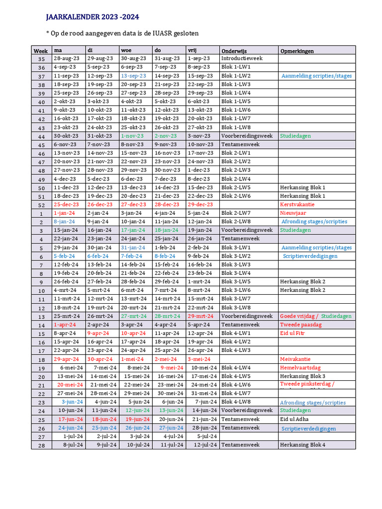 Jaarkalender 2023-2024 | PDF