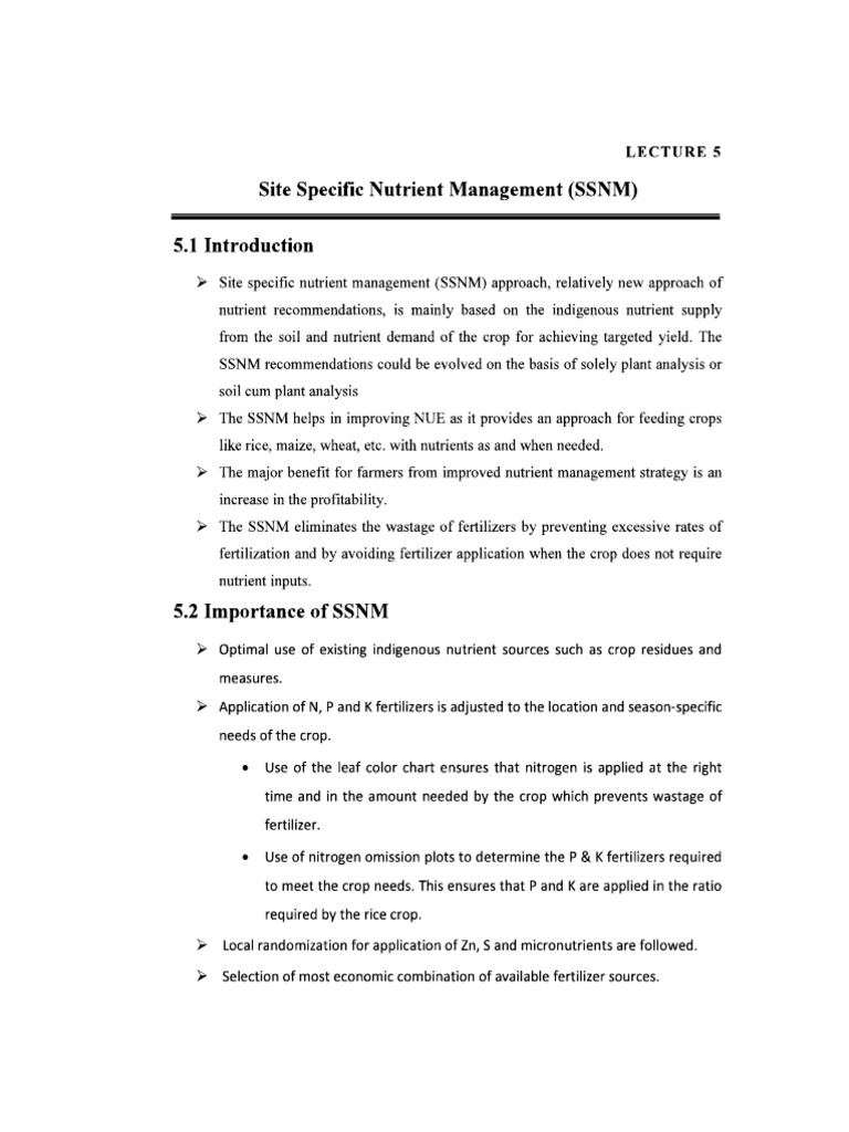 5 Site Specific Nutrient Management | PDF
