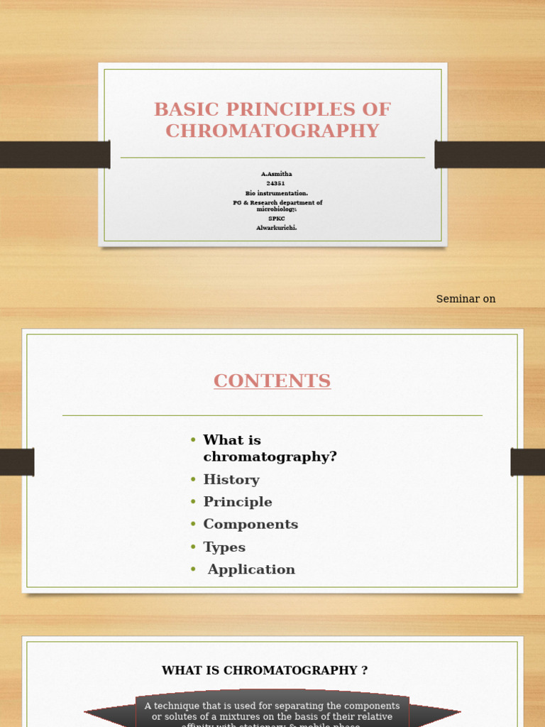 Principles and Applications of Chromatography | PDF | Chromatography ...