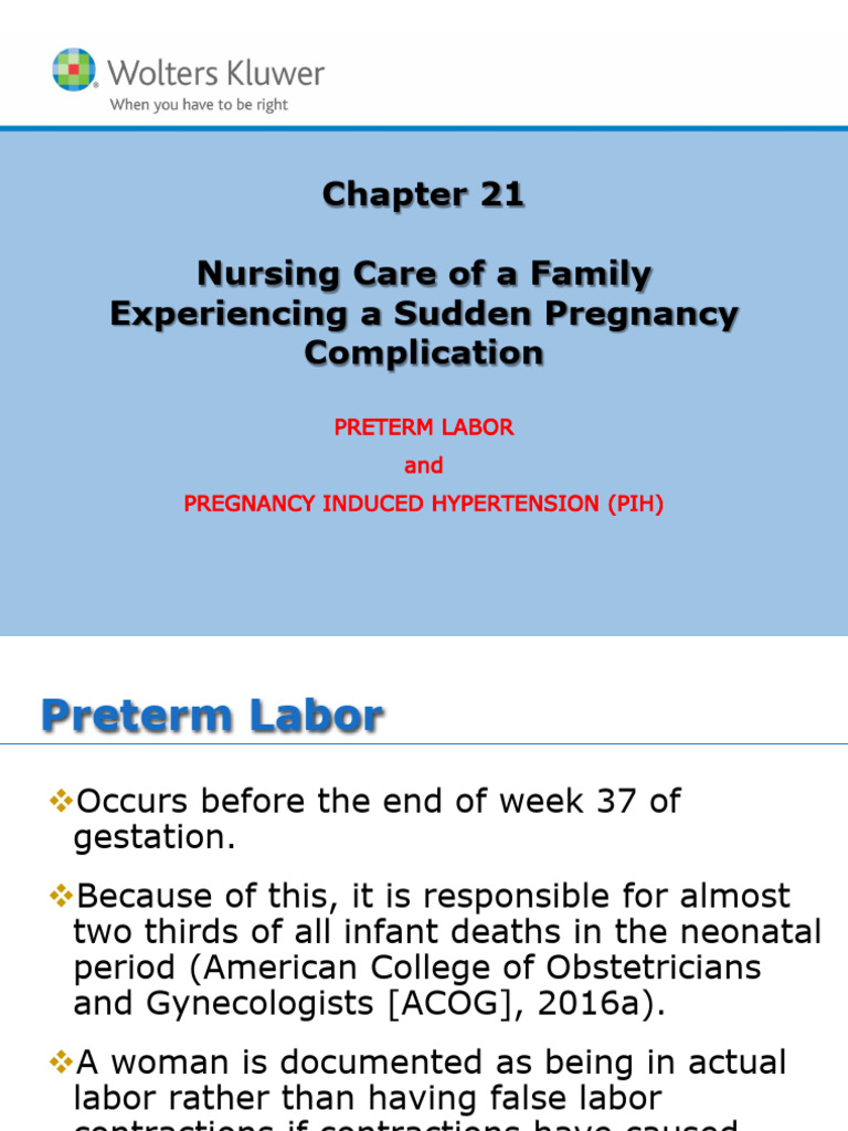 2 Chapter 21 Pregnancy Complication PRETERM LABOR PIH | PDF ...