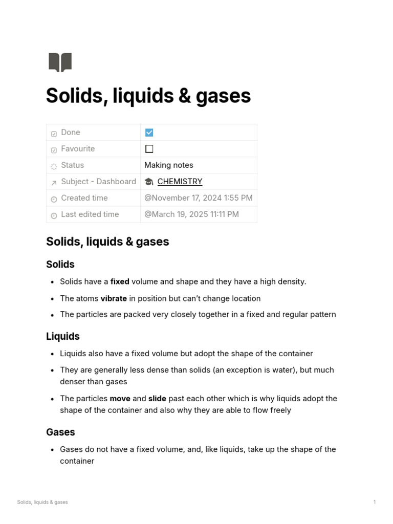Solids Liquids Gases | PDF