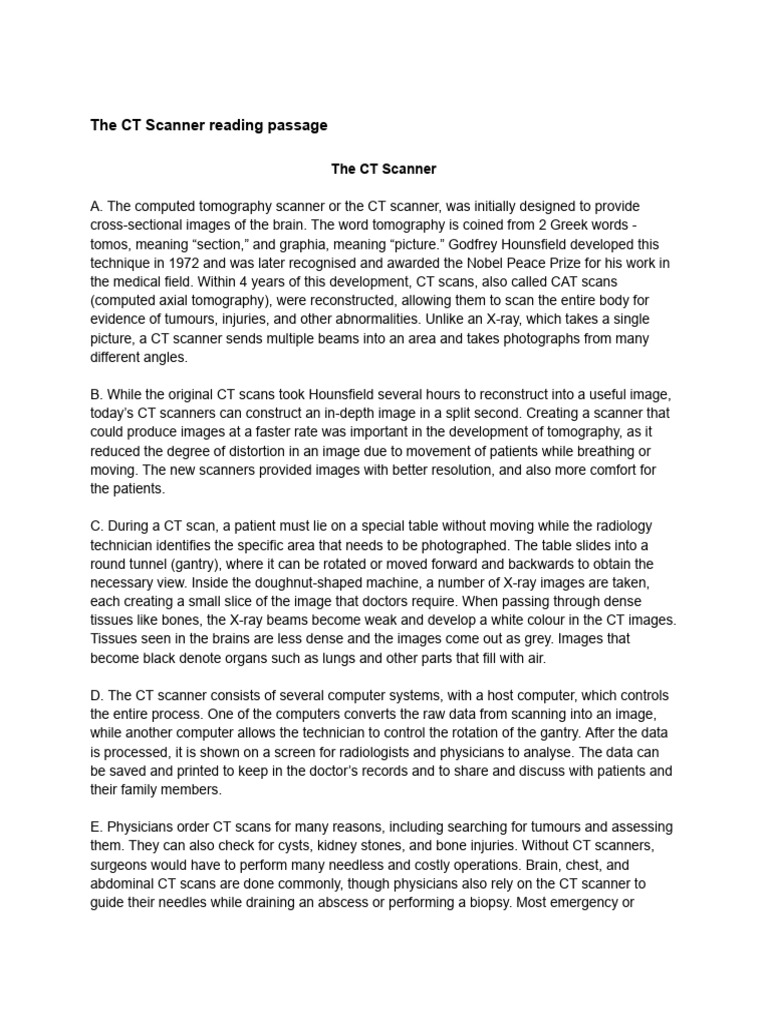 Ielts Academic Reading Practice Test 60 E6d494be70 | PDF | Ct Scan ...