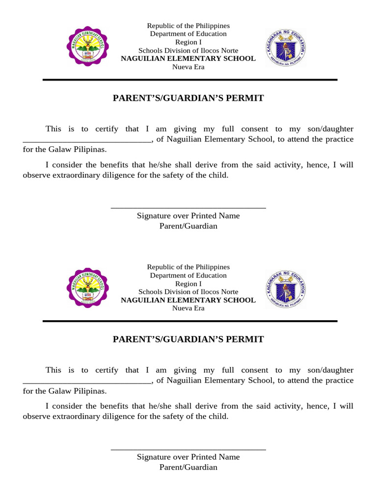 Template - Parent's Permit | PDF