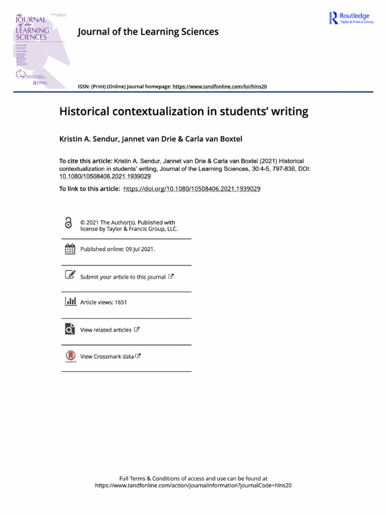 Historical Contextualization in Students' Writing | PDF