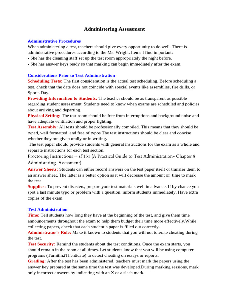 Task 7 Administering Assessment | PDF