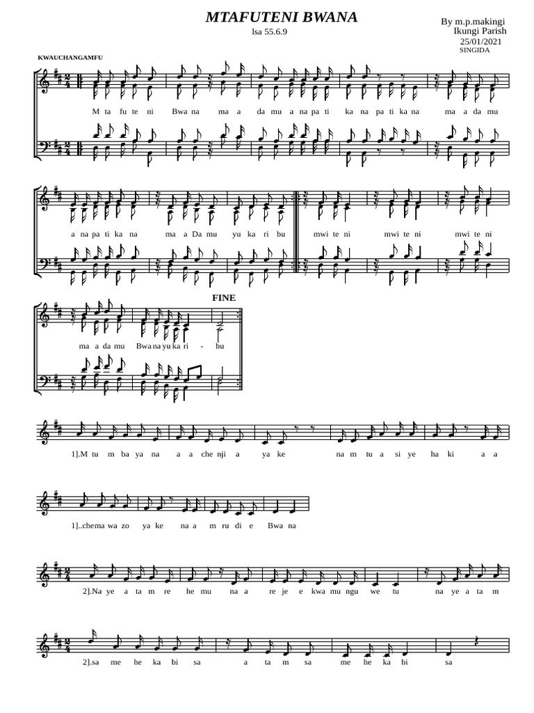 Mtafuteni Bwana | PDF