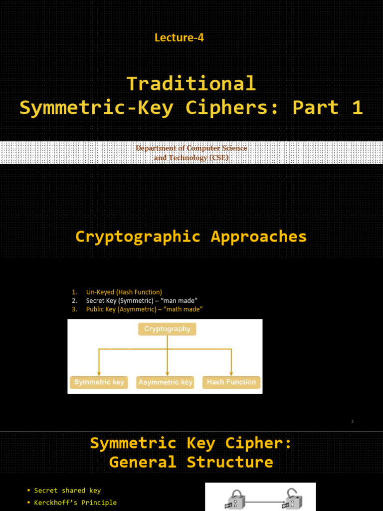 Lecture-4 - Traditional Symmetric-Key Cipher | PDF | Cipher | Cryptanalysis