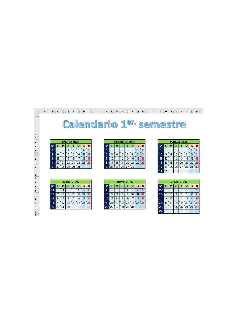Calendario 2025 en Excel: Práctica 02 | PDF