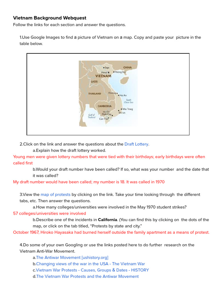 Vietnam War Webquest Overview | PDF | Communism | Communist States