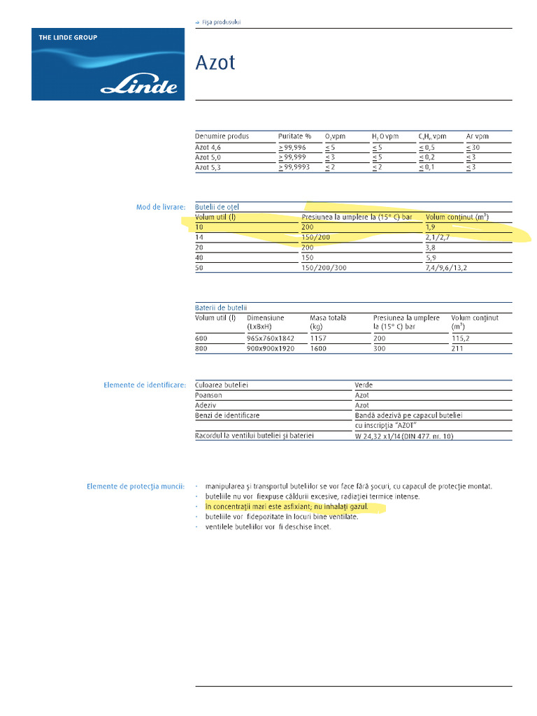 LINDE Azot P | PDF