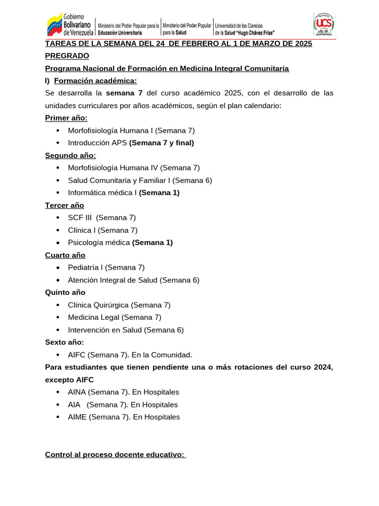 Tareas de La Semana Del 24 de Febrero Al 1 de Marzo de 2025 | PDF ...