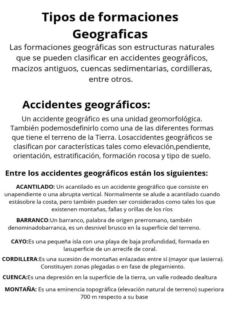 Tipos de formaciones Geograficas | PDF | Formación geológica | Geología