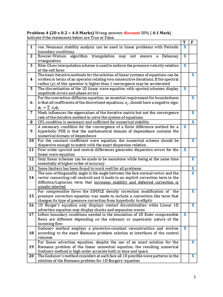 True or False: Numerical Methods Quiz | PDF | Compressible Flow ...