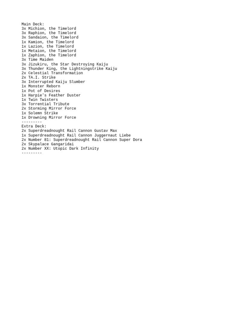 Timelord Yu-Gi-Oh Deck List Guide | PDF