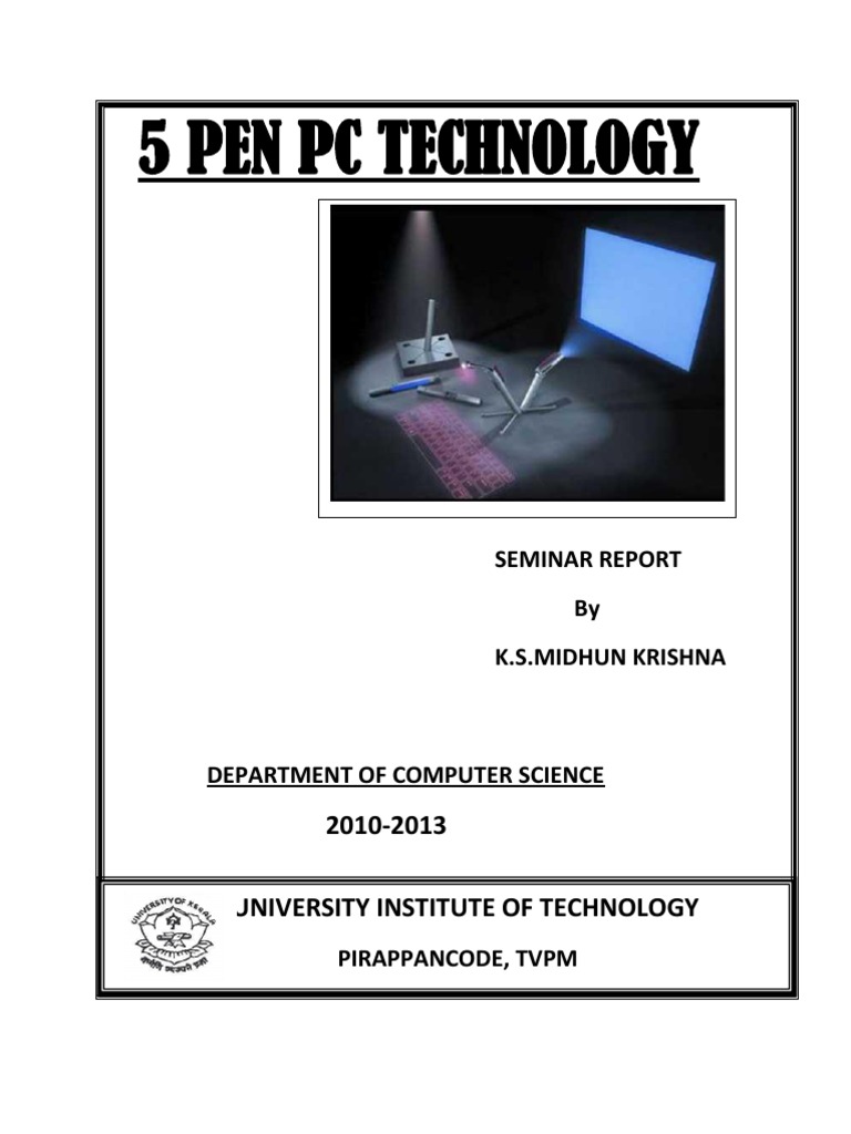 5 Pen PC Technology Seminar Report | PDF | Central Processing Unit ...