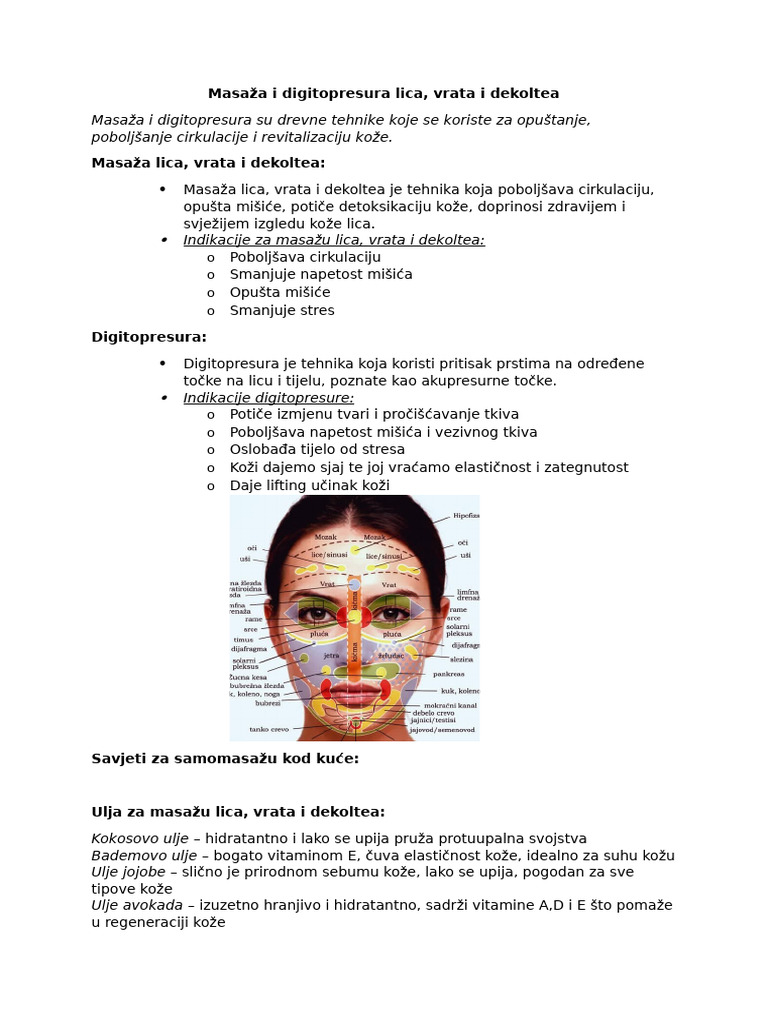 Masaža i digitopresura lica | PDF