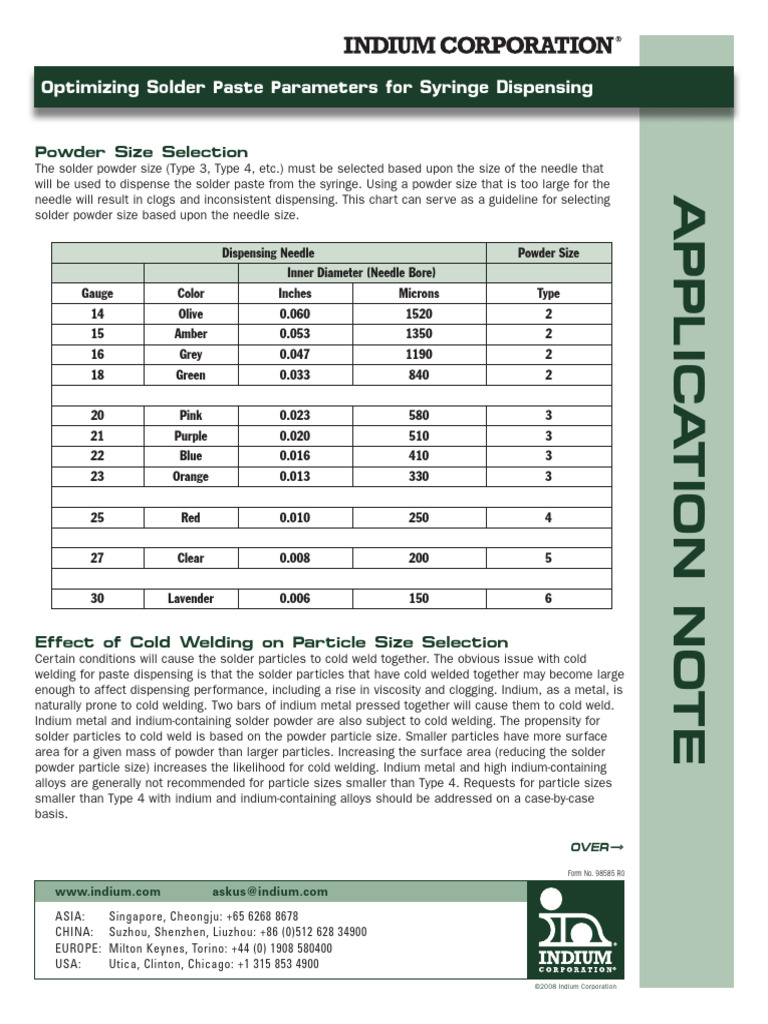 Solder Paste Optimization for Dispensing | PDF | Solder | Metals