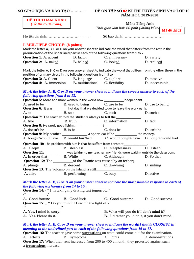 English Exam Review for Grade 10 | PDF