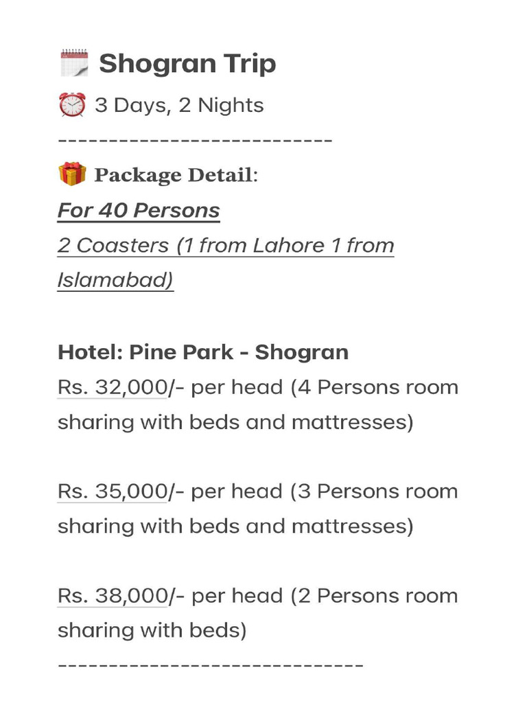 3 Days Shogran Trip | PDF