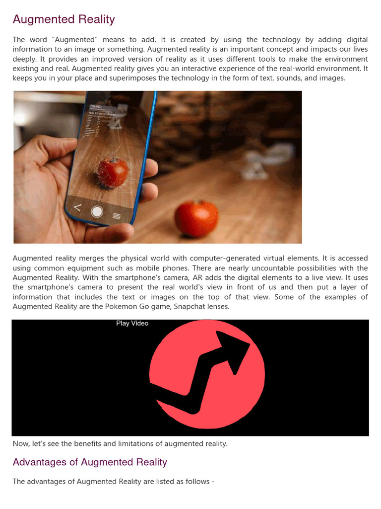 Advantages and Disadvantages of VR | PDF | Augmented Reality | Virtual ...