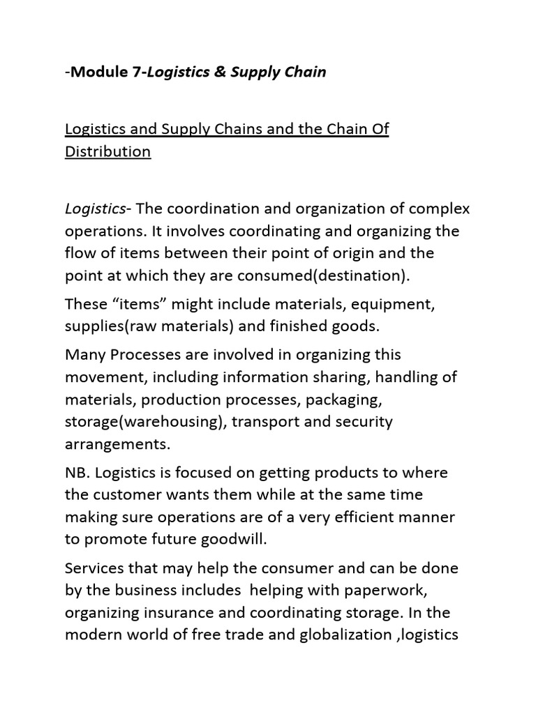 POB Logistics and Supply Chain | PDF | Logistics | Warehouse